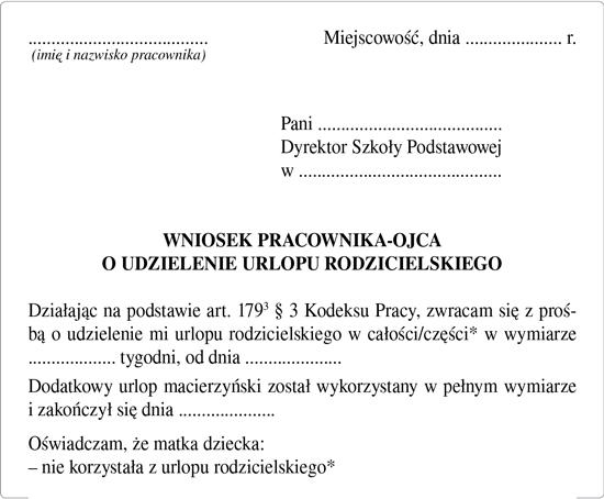Urlop Rodzicielski Wz r Wniosku Infor pl Urlop Rodzicielski Wz r Wniosku Infor pl